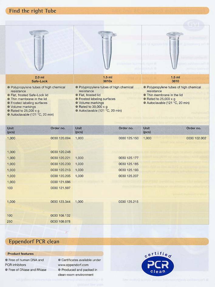 Safe-Lock micro test tubes無菌取樣管Sample tubes